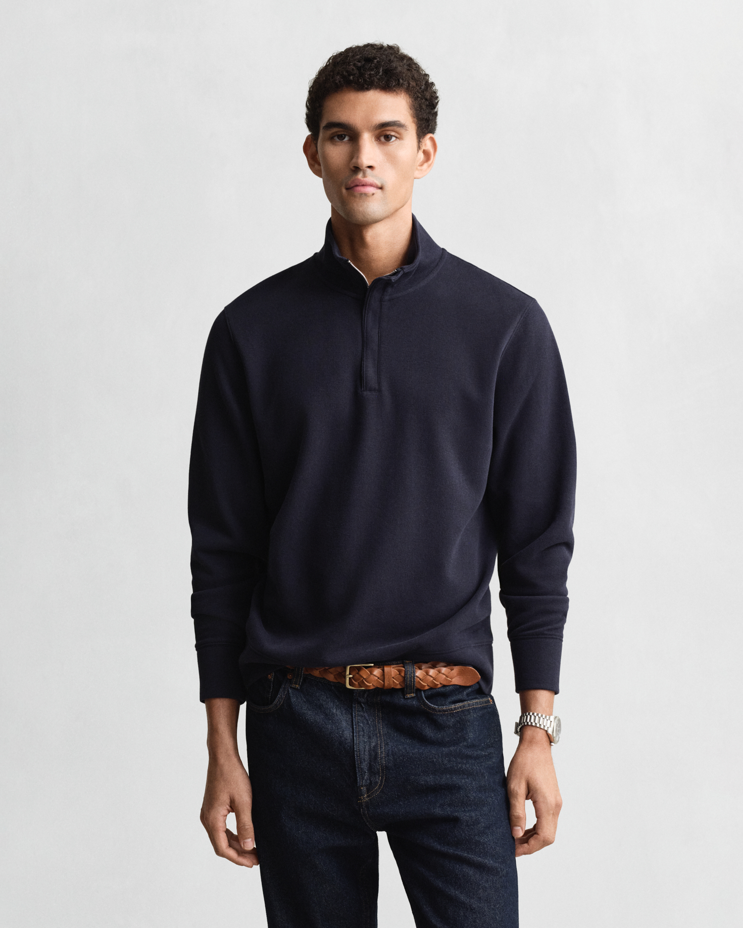 Leichtes Sacker Rib Sweatshirt mit Reißverschlusskragen - GANT